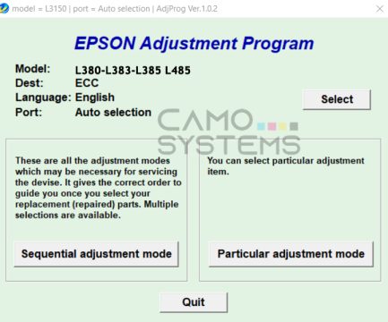 Reset Epson L380, L383, L385 ,L485 Adjustment Program - Camo Systems ...